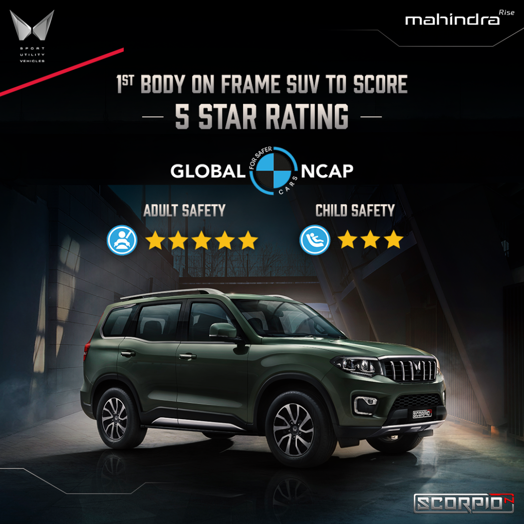 Mahindra All-New Scorpio-N becomes the first body-on-frame SUV to secure 5-star Global NCAP ...